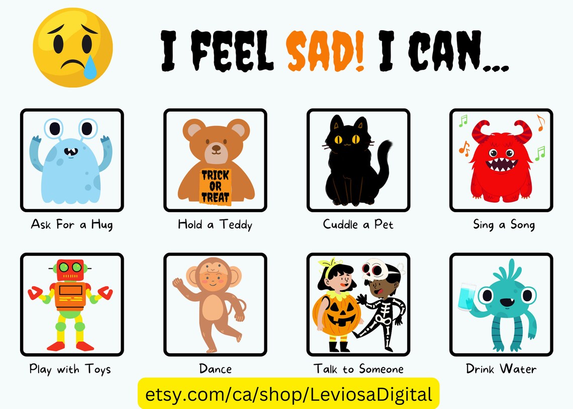 Halloween Emotion Coping Cards for Toddlers, Feelings Chart (PDF ...