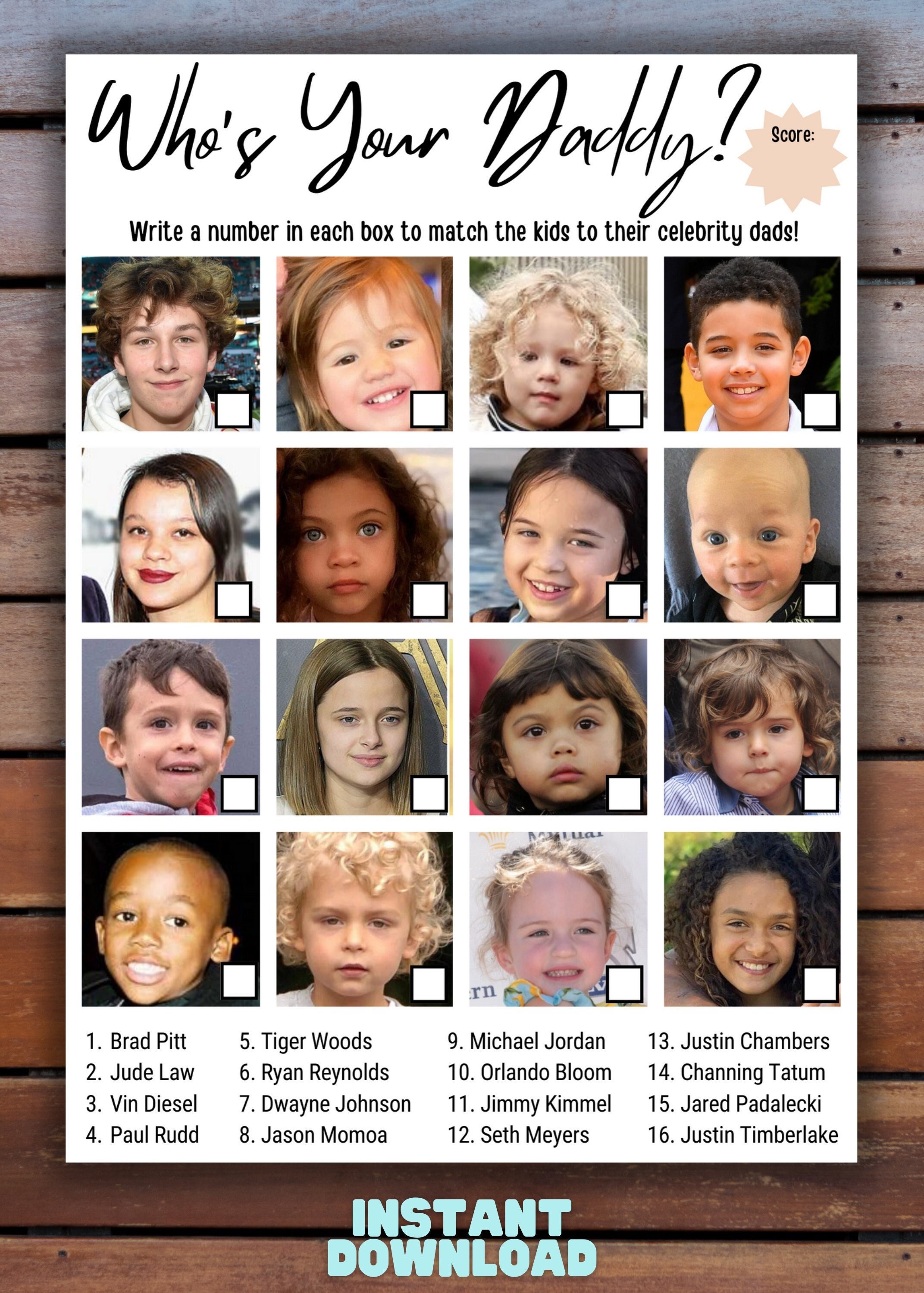 Celebrity Baby Match - Fun, Modern Baby Shower Game, Party Game, Who's ...