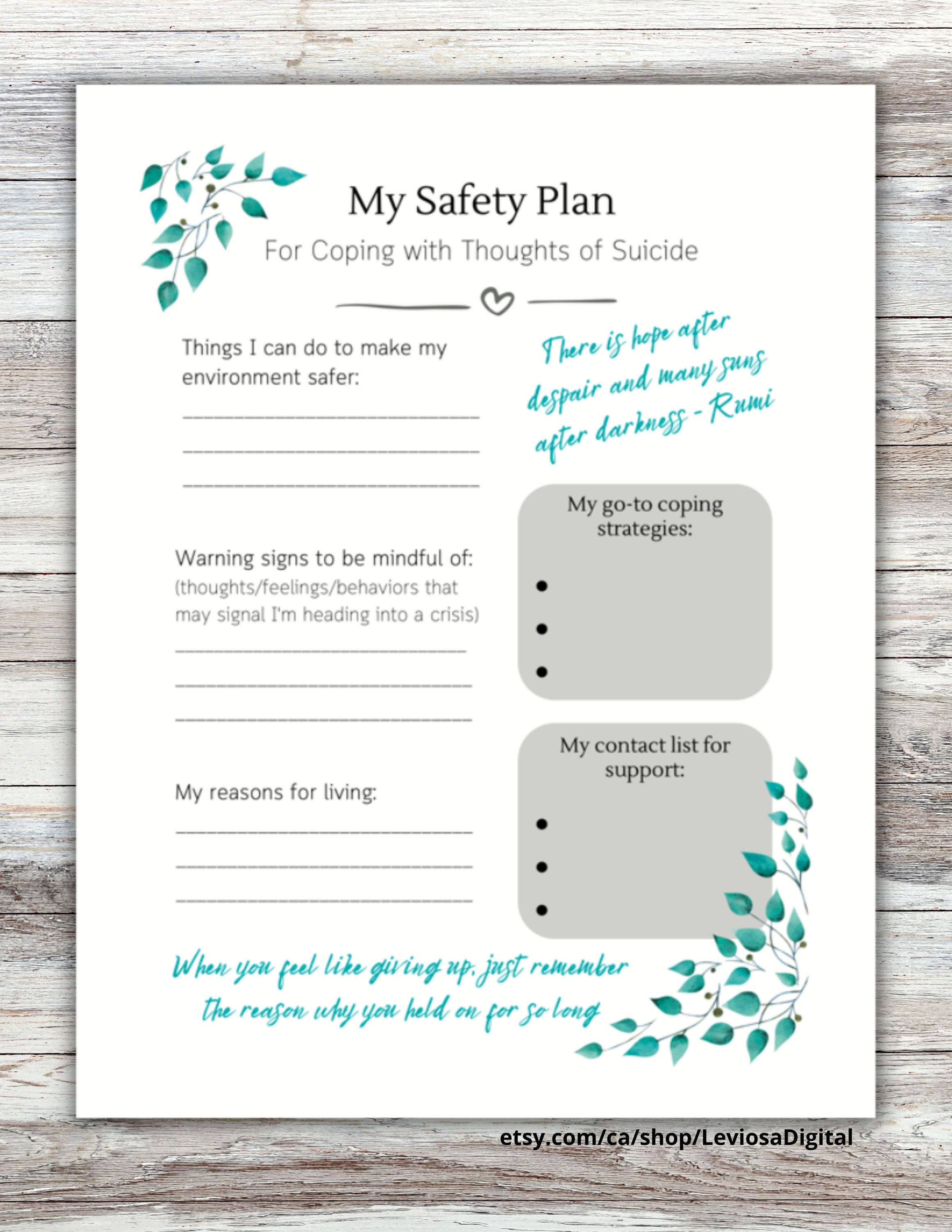 Therapy Safety Plans, Child Safety Plan, Crisis Intervention, Therapy ...