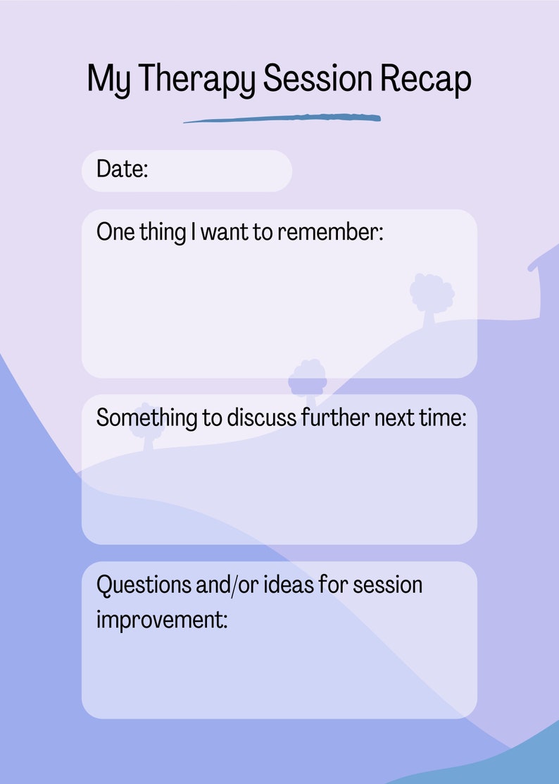 Therapy Session Recap Cards, Debrief Template (PDF Download) - Etsy