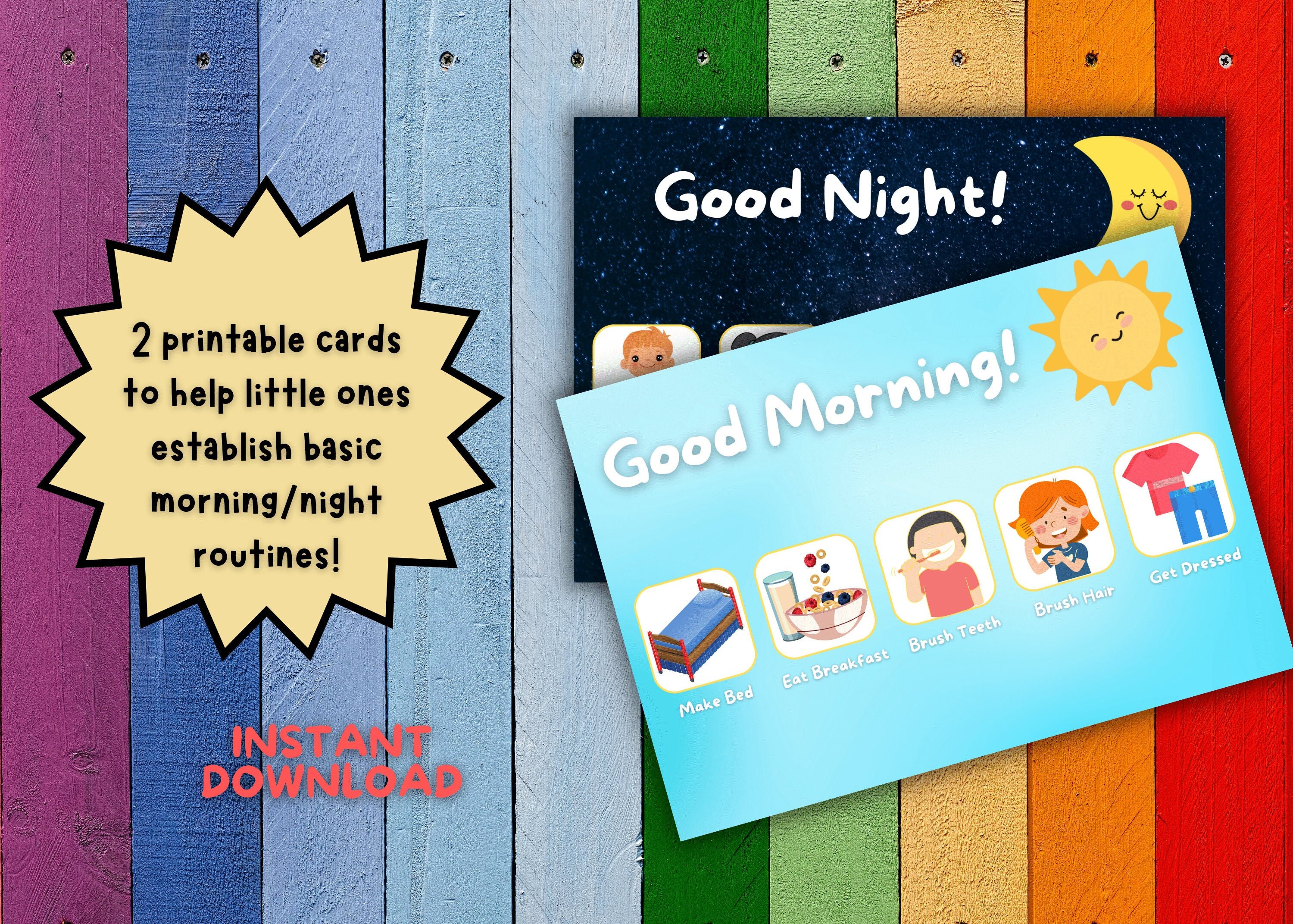 Visual Routine Cards for Kids, Toddler Bedtime, Parenting Tool ...