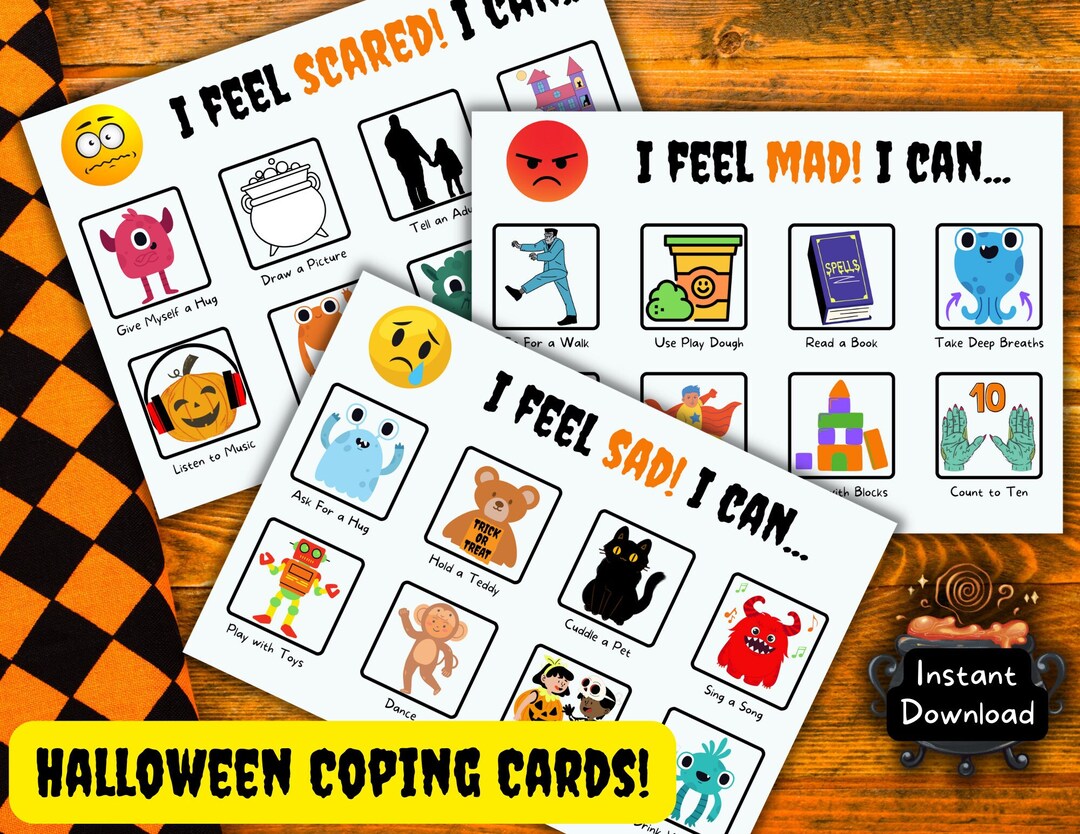 Halloween Emotion Coping Cards for Toddlers, Feelings Chart (PDF ...