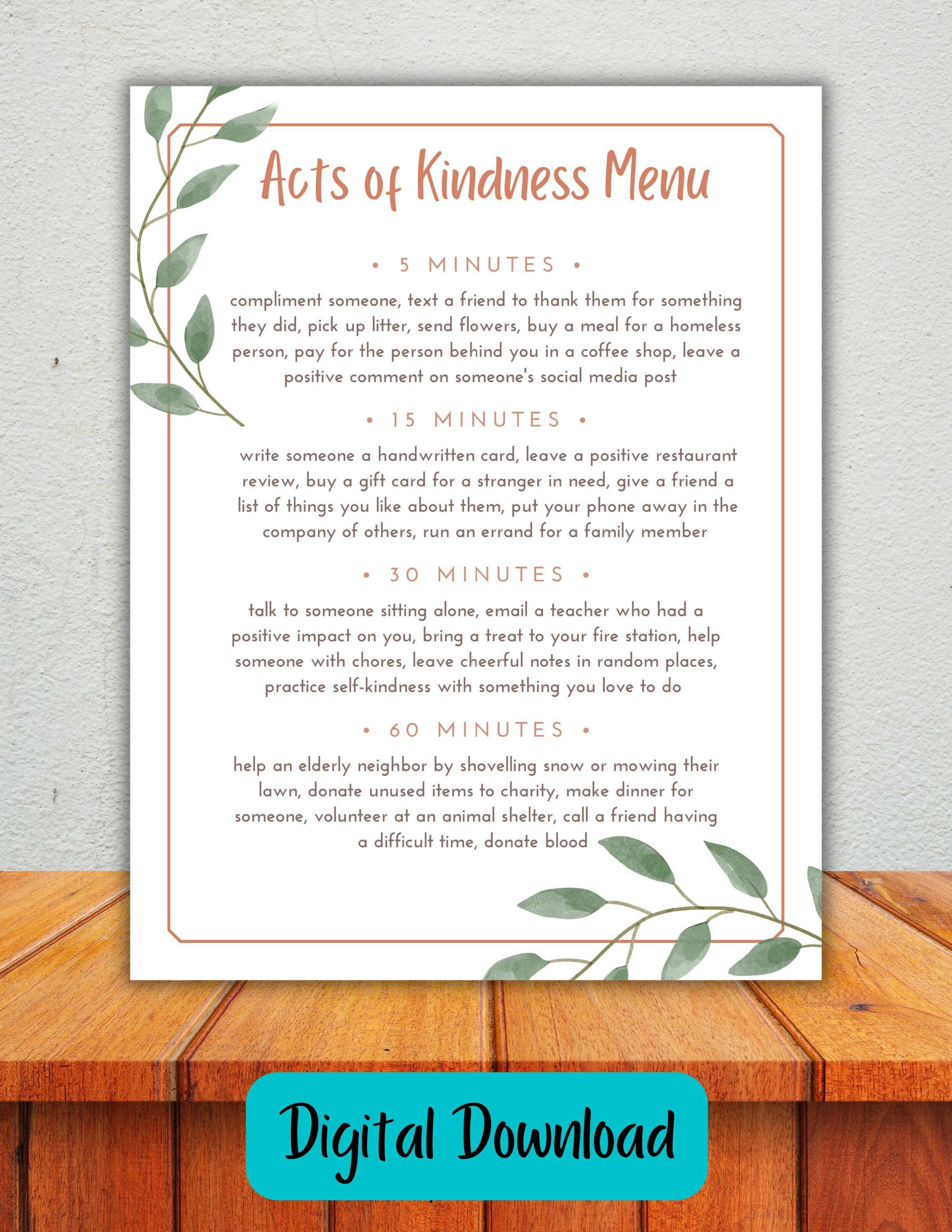Acts of Kindness Menu, Therapy Worksheet, Counselling Printable ...