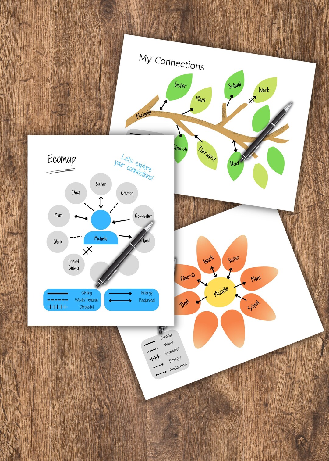 Therapy Worksheets 3 Ecomaps - Download - Social Connections - Therapy ...