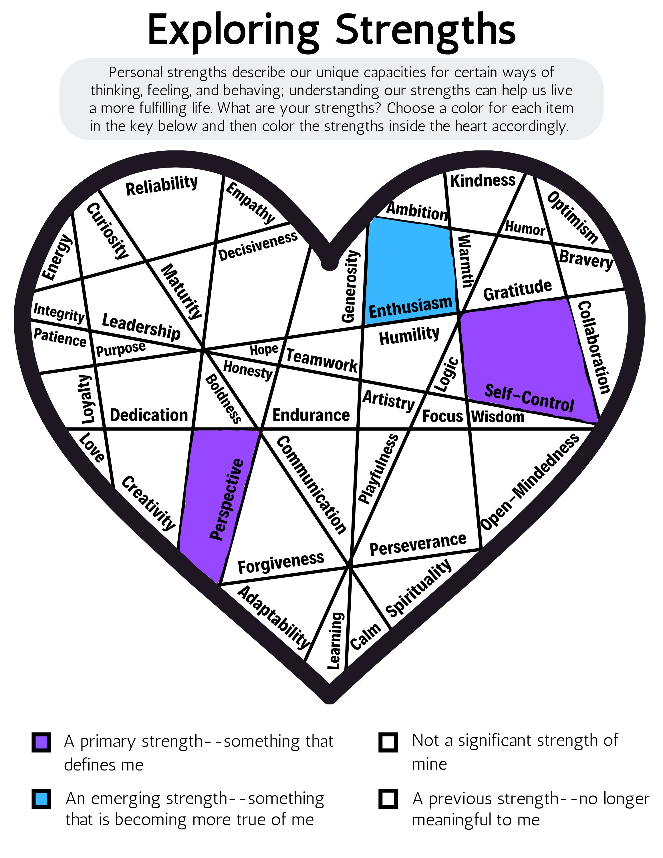 Values and Strengths Coloring Worksheets, Therapy Tool, Therapy ...