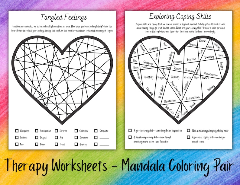 Coping and Feelings Therapy Coloring Mandala Worksheets, Therapy Tool ...