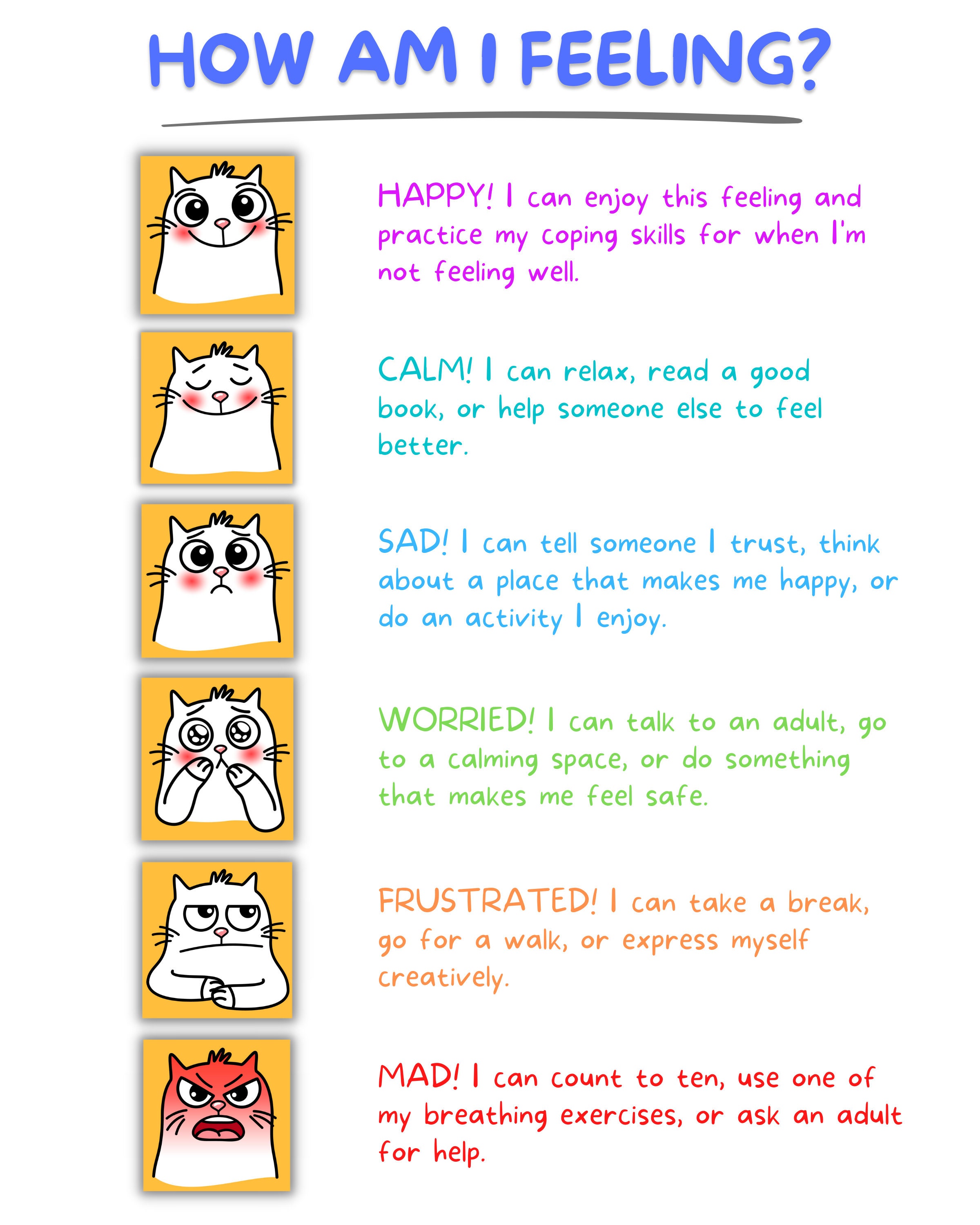 Emotional Learning Coping Poster, Calming Corner, Kids Emotions ...