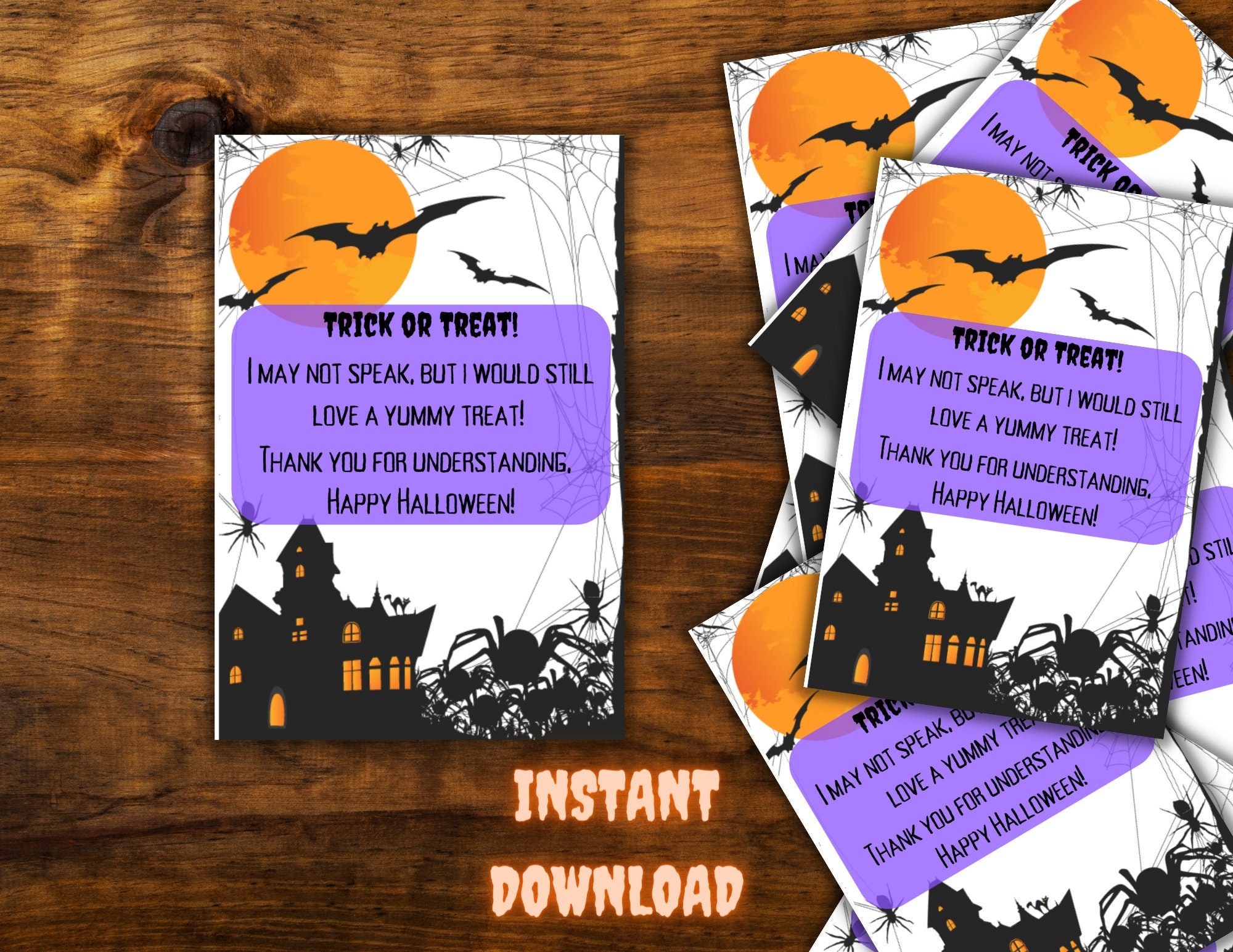 Non-verbal Trick or Treat Note for Halloween (PDF & PNG) - Etsy