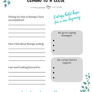 Therapy Termination Worksheet, Counseling Tool (instant Download) - Etsy