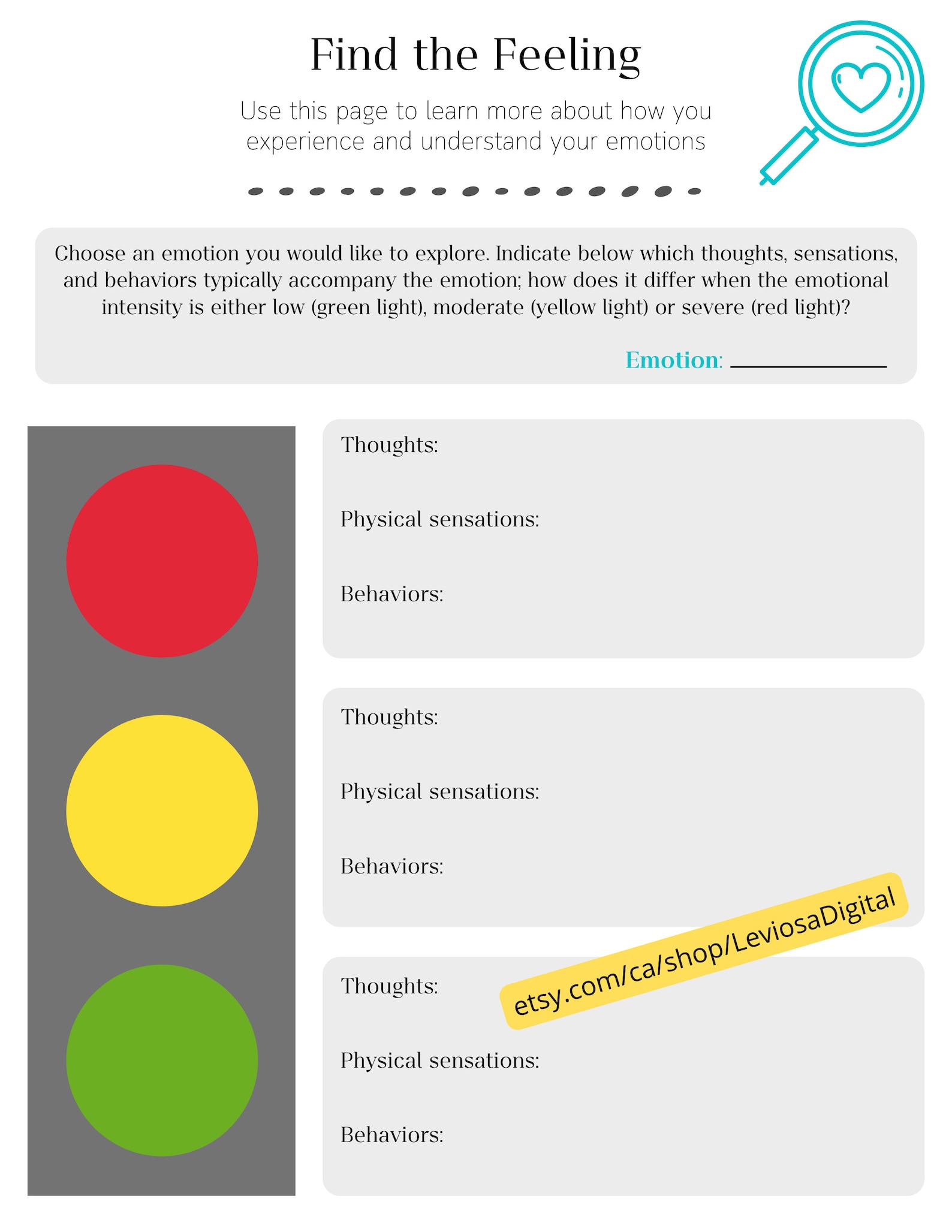 Emotions Therapy Worksheet, Counselling Template,psychology, Teen ...