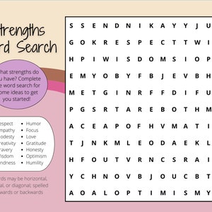 Strengths and Coping Skills Word Search Therapy Tools - Etsy