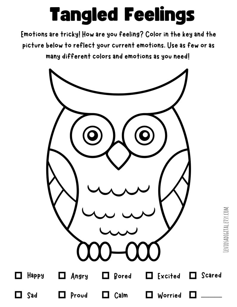 Kids Coloring Feelings Worksheets, Child Therapy Tool, Printable ...
