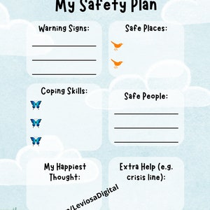 Therapy Safety Plans, Child Safety Plan, Crisis Intervention, Therapy ...