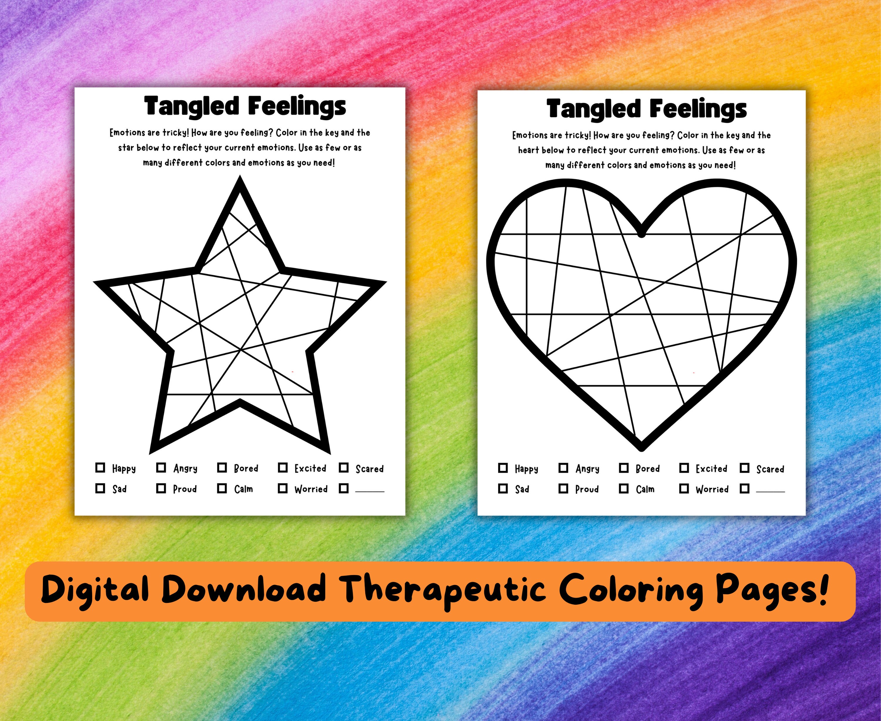 Kids Coloring Feelings Worksheet, Therapy Tool, Kids Counselling ...