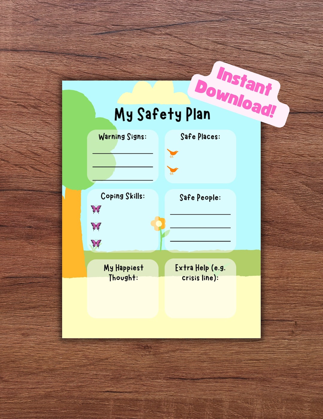 Safety Plan Kids & Teens, Crisis Intervention, Therapy Tools, Therapist ...