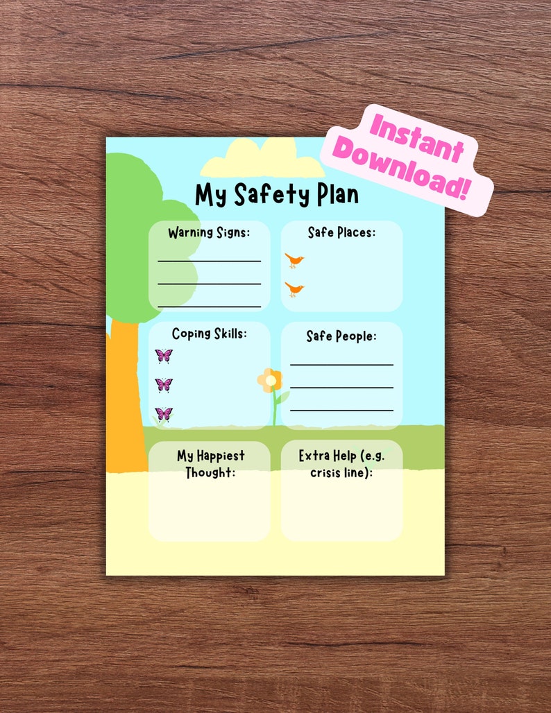 Safety Plan Kids & Teens, Crisis Intervention, Therapy Tools, Therapist ...