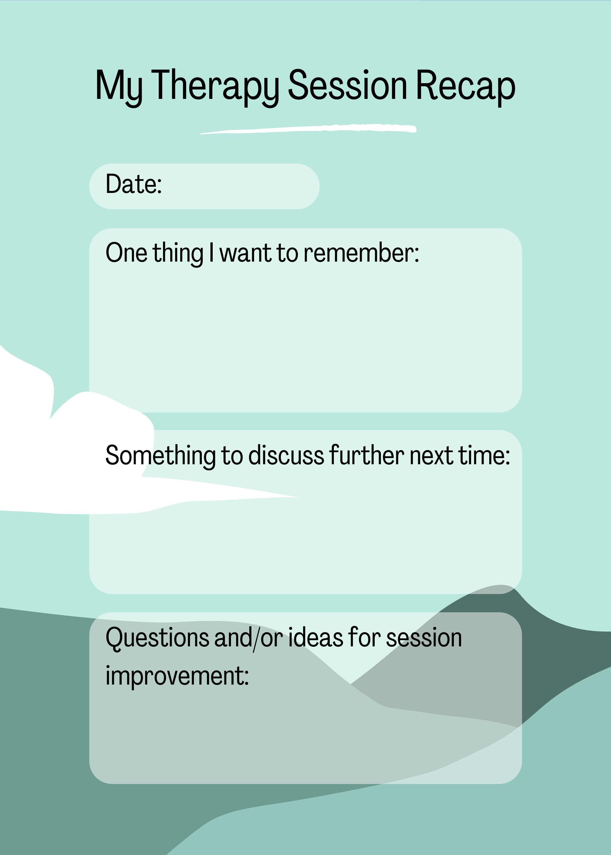 Therapy Session Recap Cards, Debrief Template (PDF Download) - Etsy
