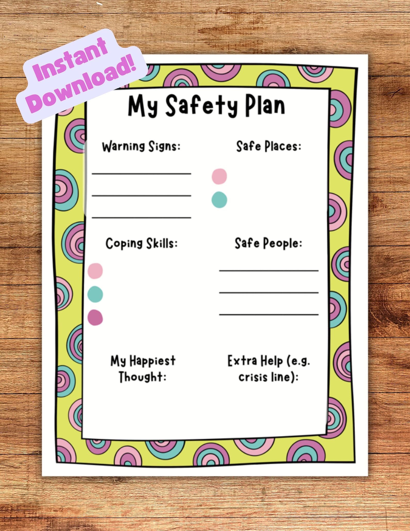 Safety Plan for Kids, Teens, Crisis Intervention, Therapy Tools ...