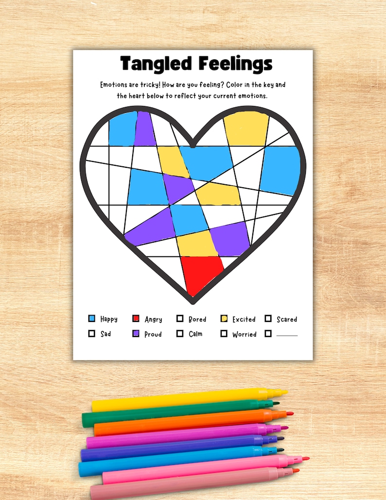 Kids Coloring Feelings Worksheet, Therapy Tool, Self-help Resource ...