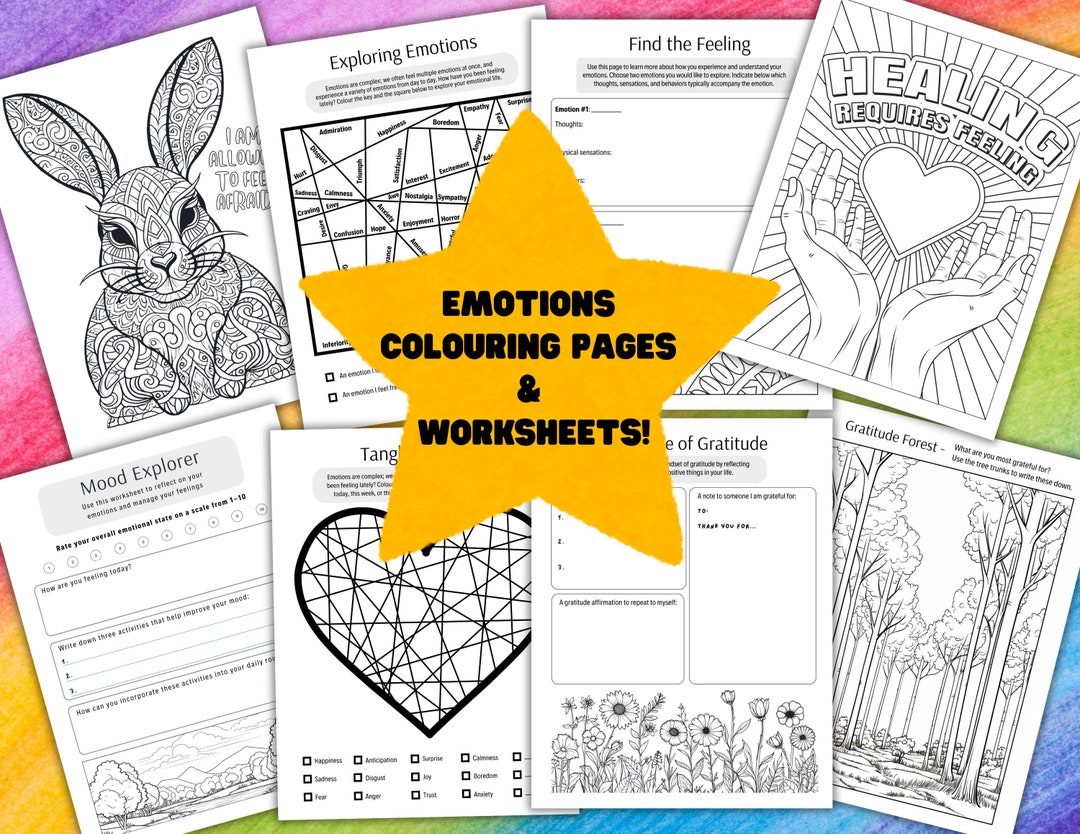 Emotions Coloring Worksheets, Therapy Tool, Counselling Printable ...