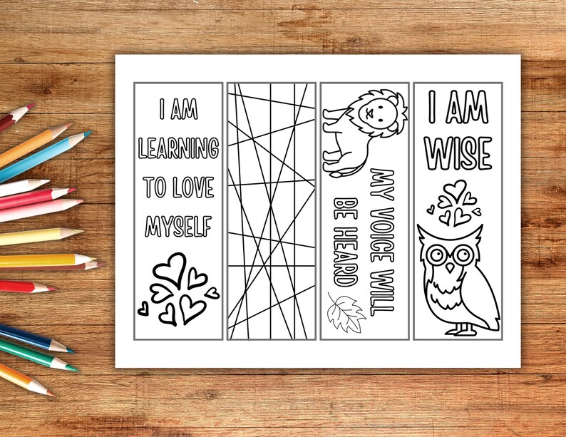 Colouring Bookmark Affirmations, Child and Adult Coloring Printable ...