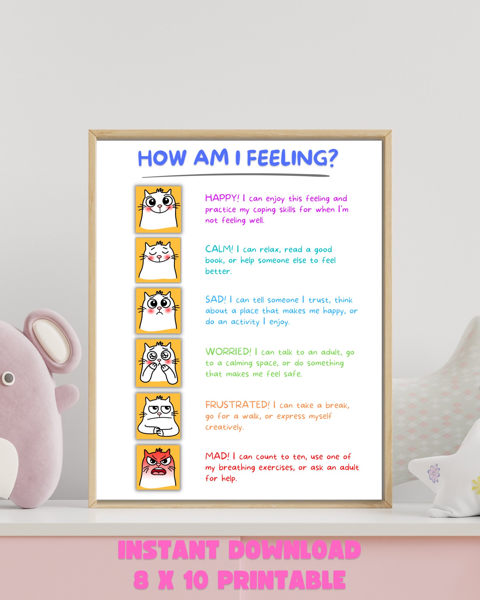 Emotion Coping Cards and Poster for Young Kids, Emotional Learning ...