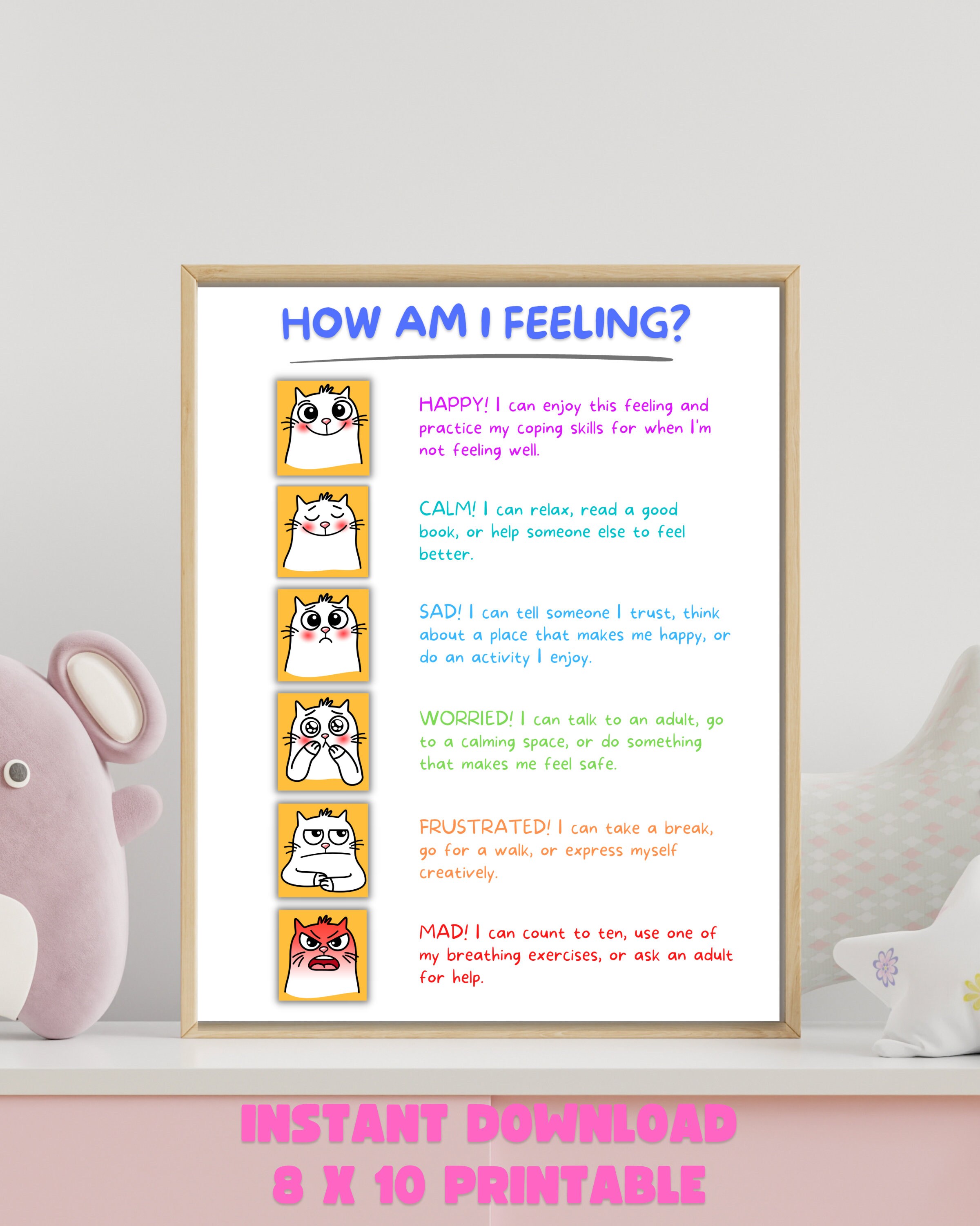 Emotion Coping Cards and Poster for Young Kids, Emotional Learning ...