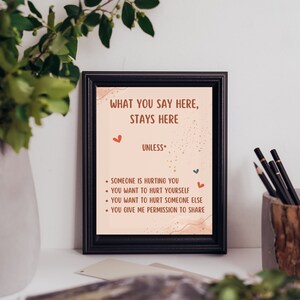 Therapy Confidentiality Sign, Printable, Therapist Gift, Social Worker ...