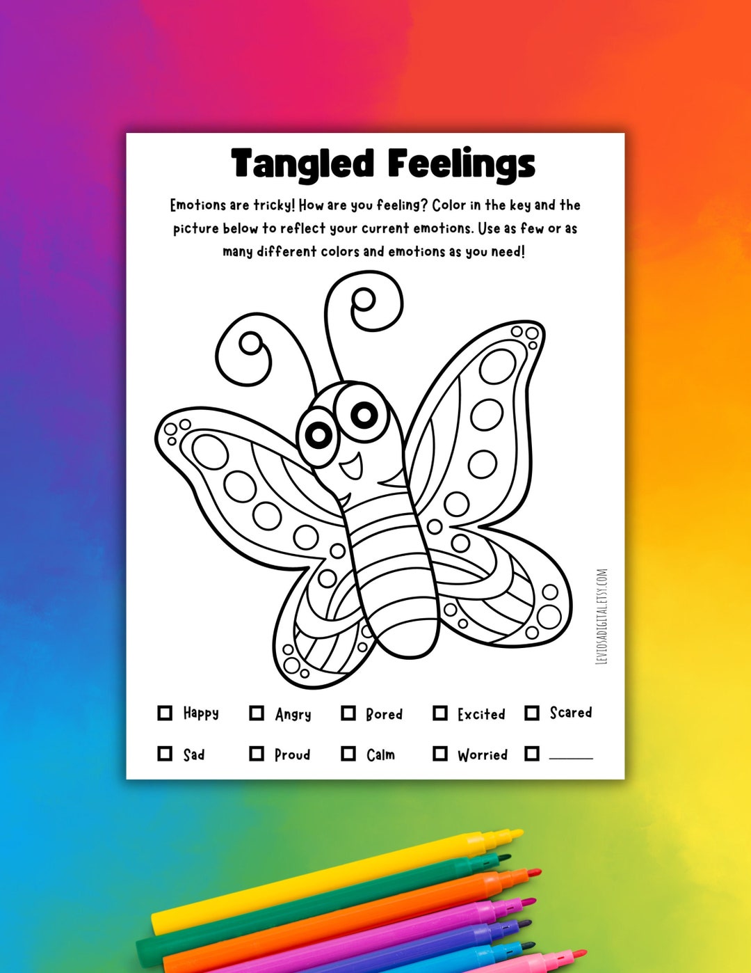 Kids Coloring Feelings Worksheet, Therapy Tool, Self-help Resource ...