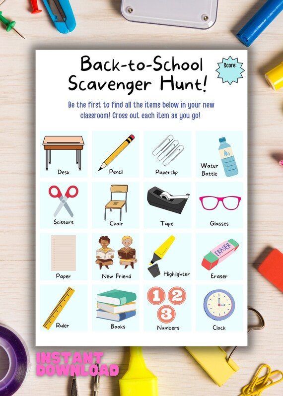 Back to School Scavenger Hunt Teachers Teaching New School - Etsy