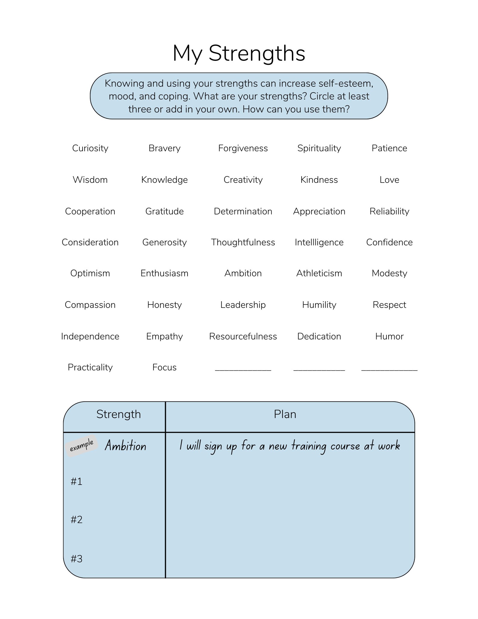 Strengths Worksheet Positive Psychology Template instant Download Etsy Strengths Worksheet Positive Psychology Template instant Download Etsy