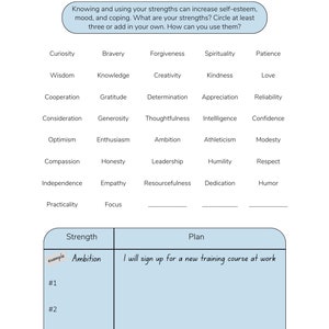 Strengths Worksheet, Positive Psychology Template (instant Download) - Etsy