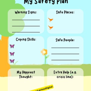 Safety Plan Template Pack Kids Youth, Digital Download, Crisis ...