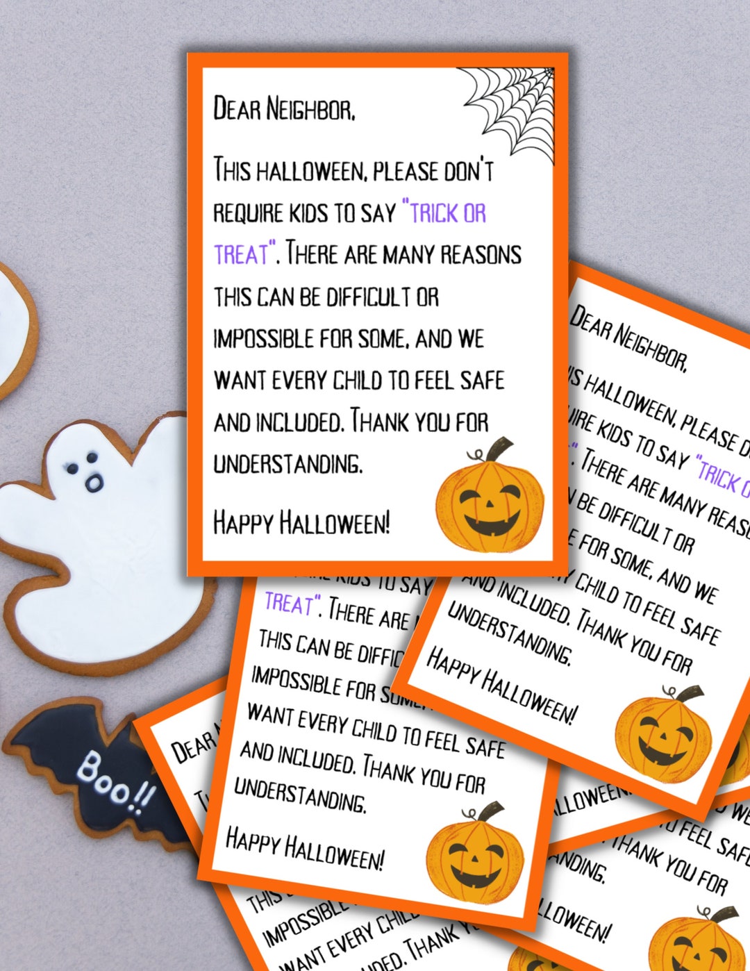 Trick or Treat Note for ASD Non-verbal, Shyness, Social Anxiety ...