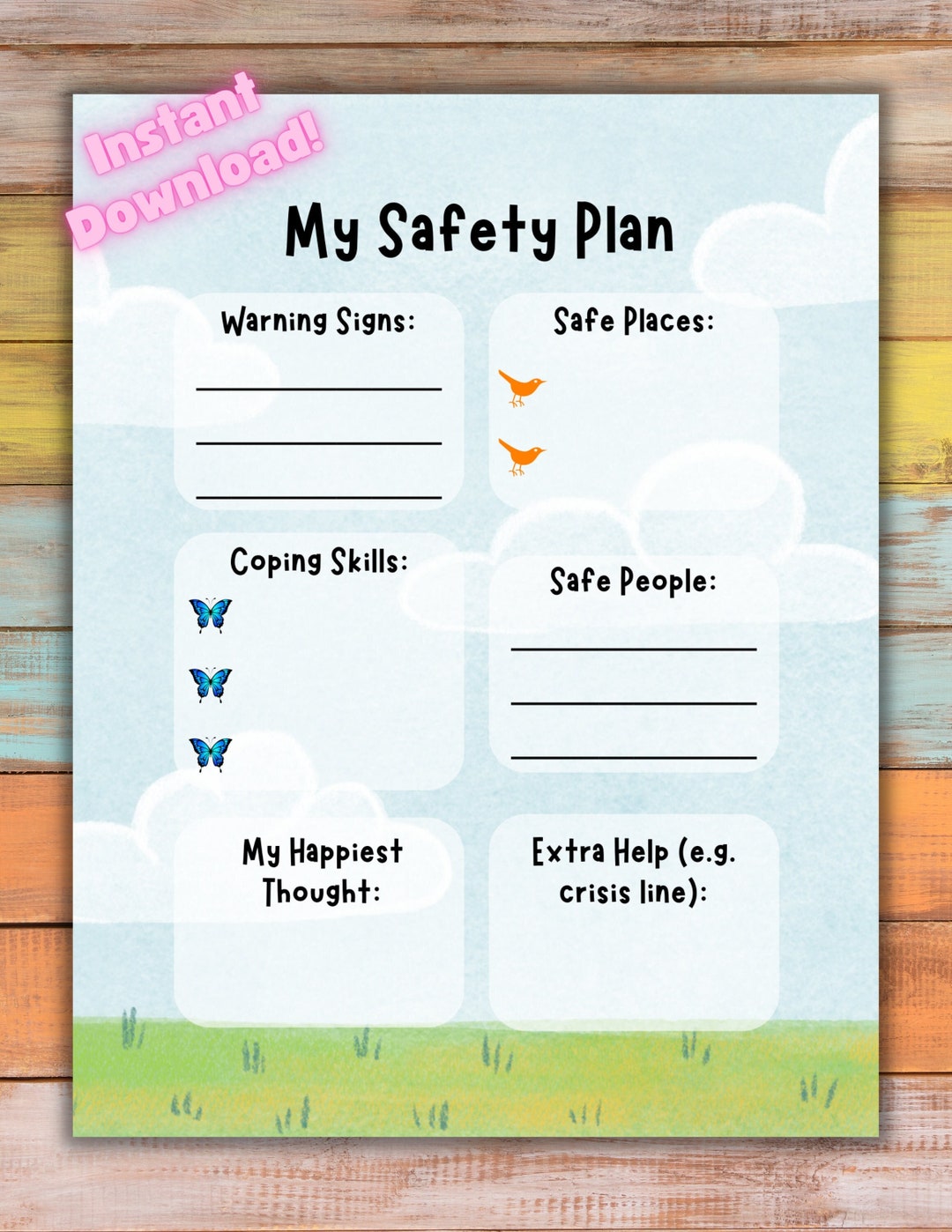 Safety Plan Kids & Teens, Crisis Intervention, Therapy Tools, Therapist ...