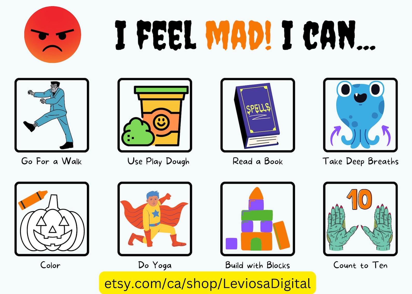 Halloween Emotion Coping Cards for Toddlers, Feelings Chart (PDF ...