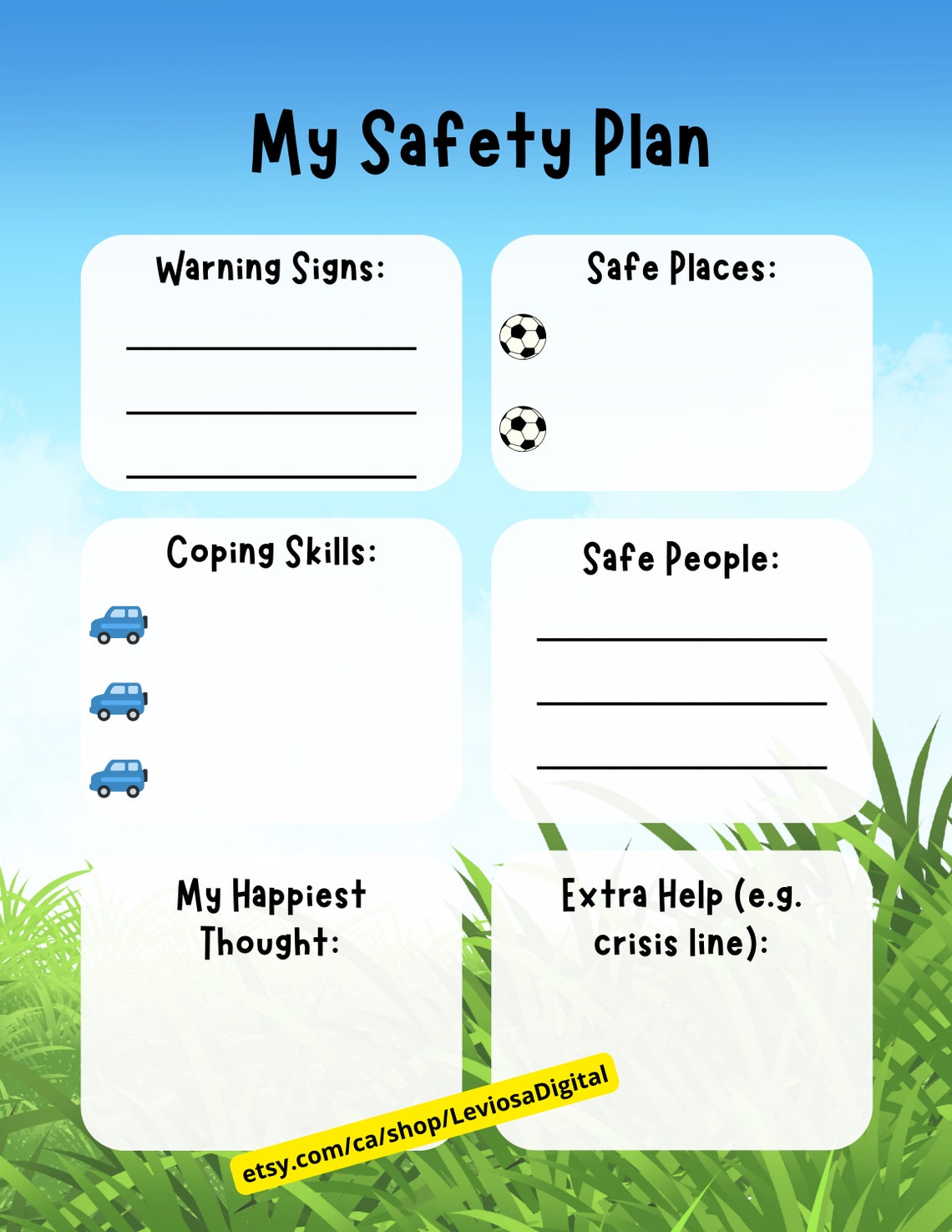 Safety Plan Template Pack Kids Youth, Digital Download, Crisis ...