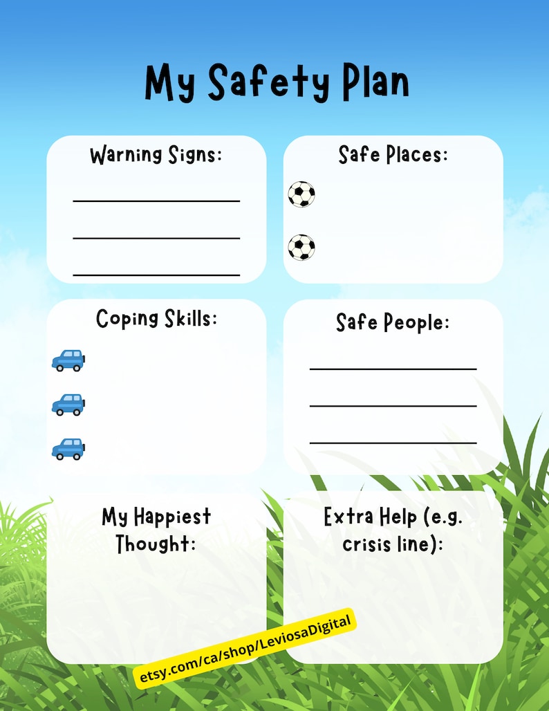 Safety Plan Template Pack Kids Youth, Digital Download, Crisis ...