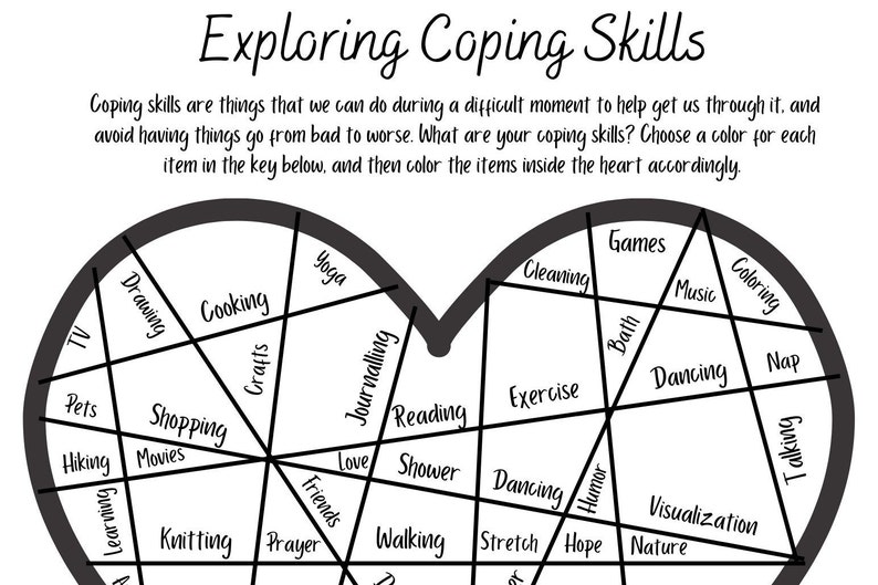 Coping Skills Coloring Worksheet, Therapy Tool, Self-help Tool ...