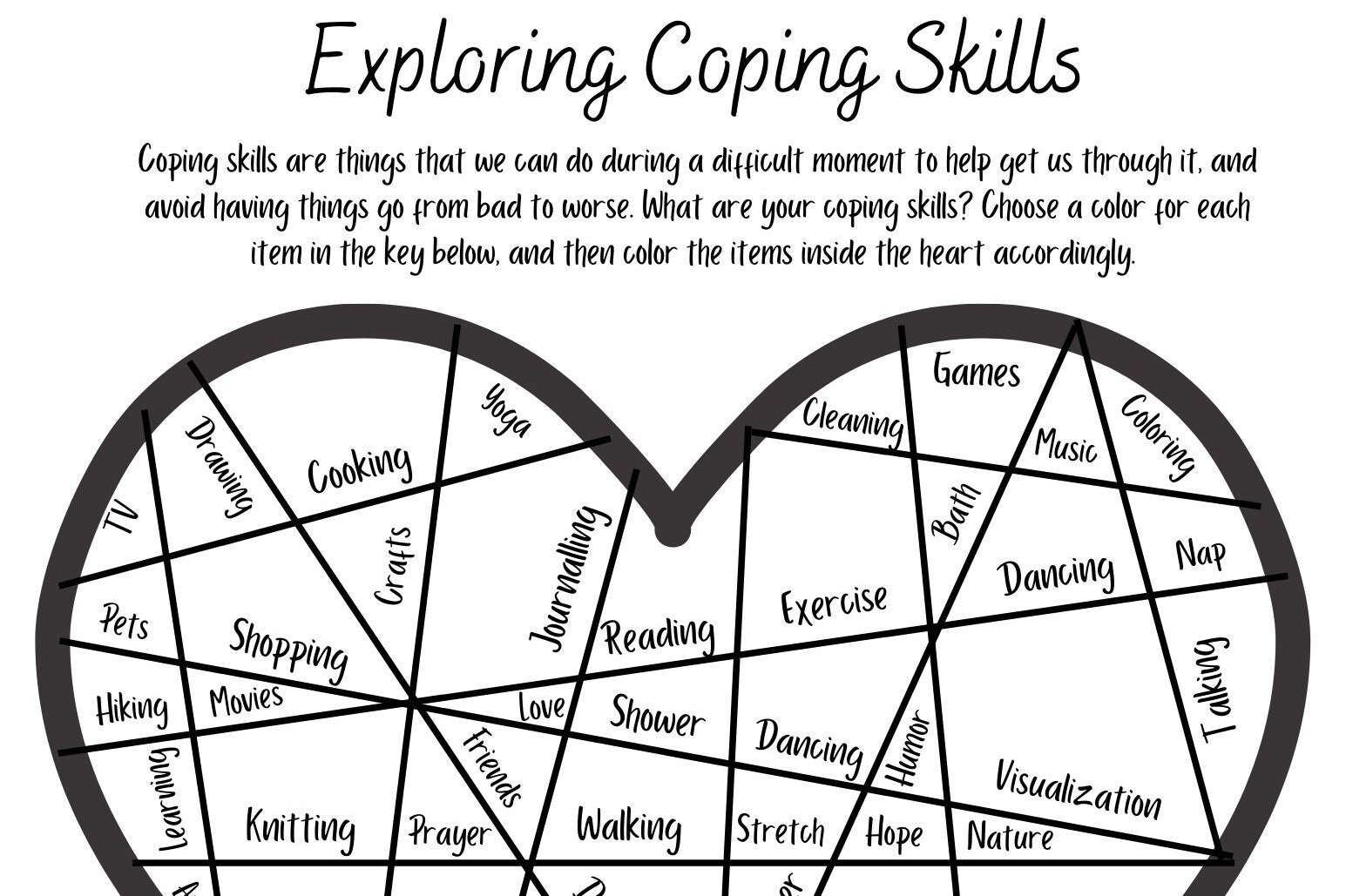 Coping Skills Coloring Worksheet Therapy Tool Self-help - Etsy Canada