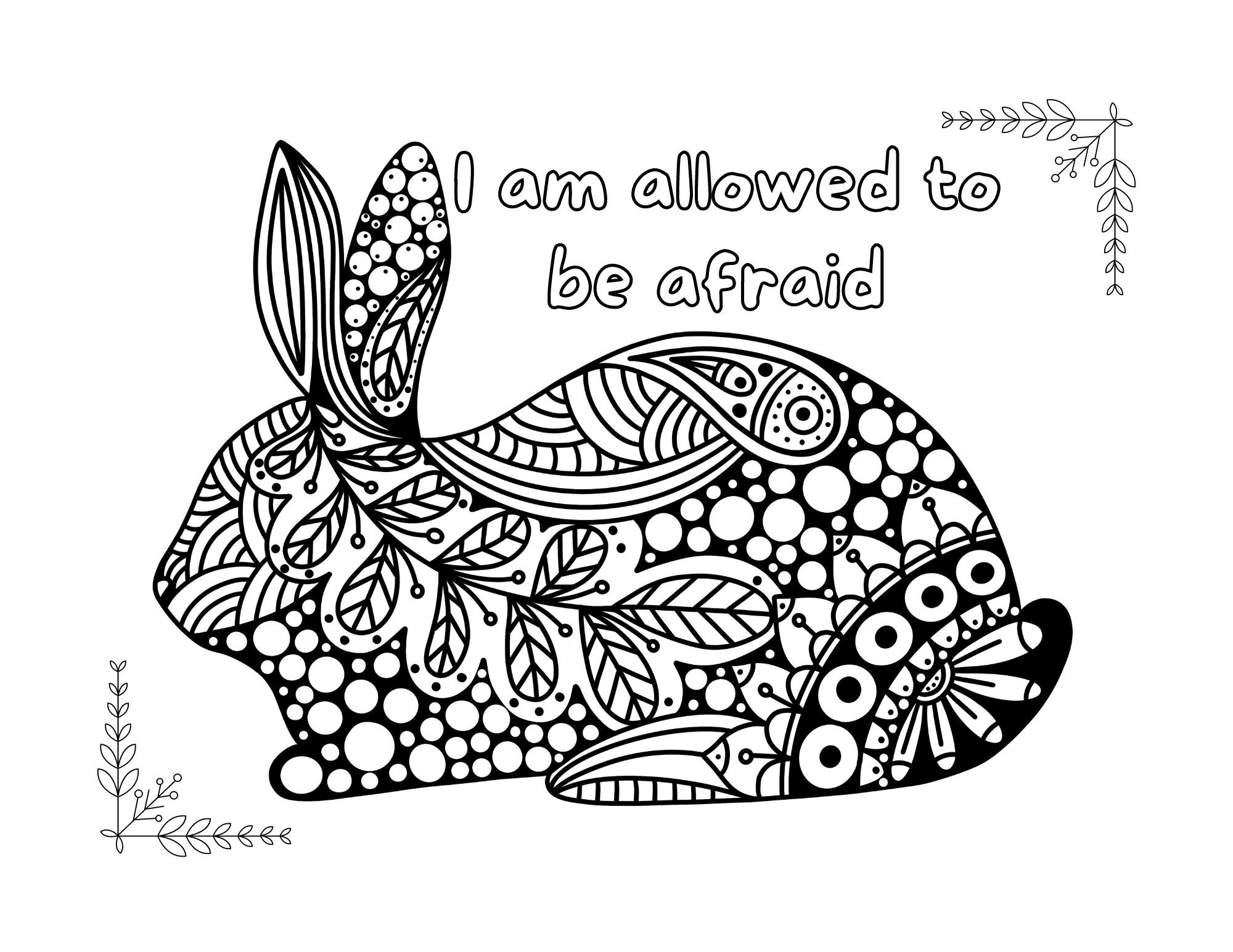 Affirmations Coloring Pages Animal Mandala, Trauma Informed, Adult ...