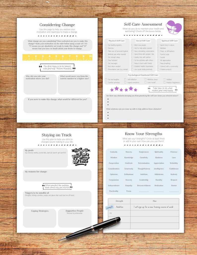 Therapy Worksheets Bundle, Self-care Tools, Strengths Inventory ...