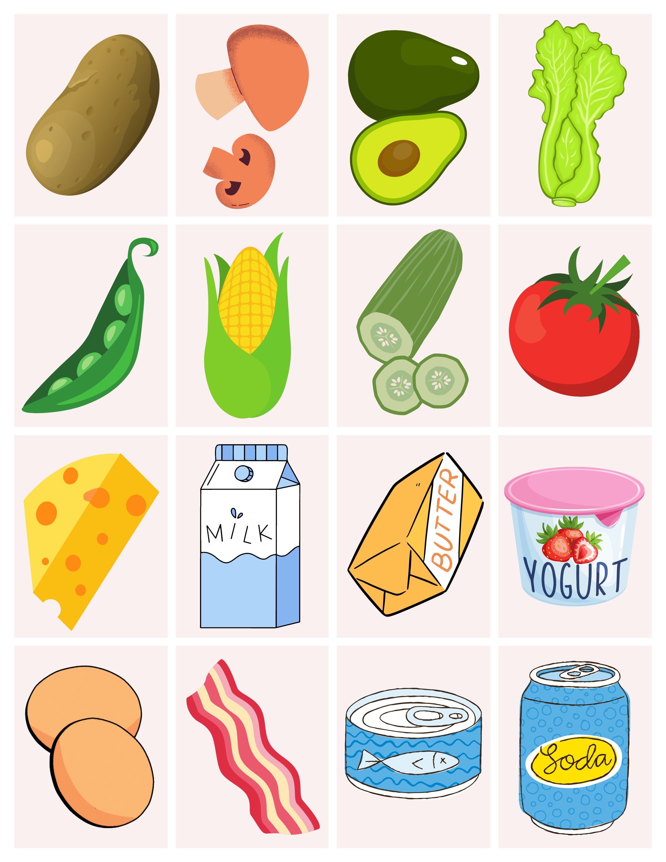Grocery Helper Visual Food Cards, Toddler Learning, Parenting Tool ...