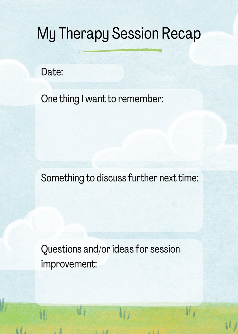 Therapy Session Summary Recap Cards, Debrief, Template, Counselling ...