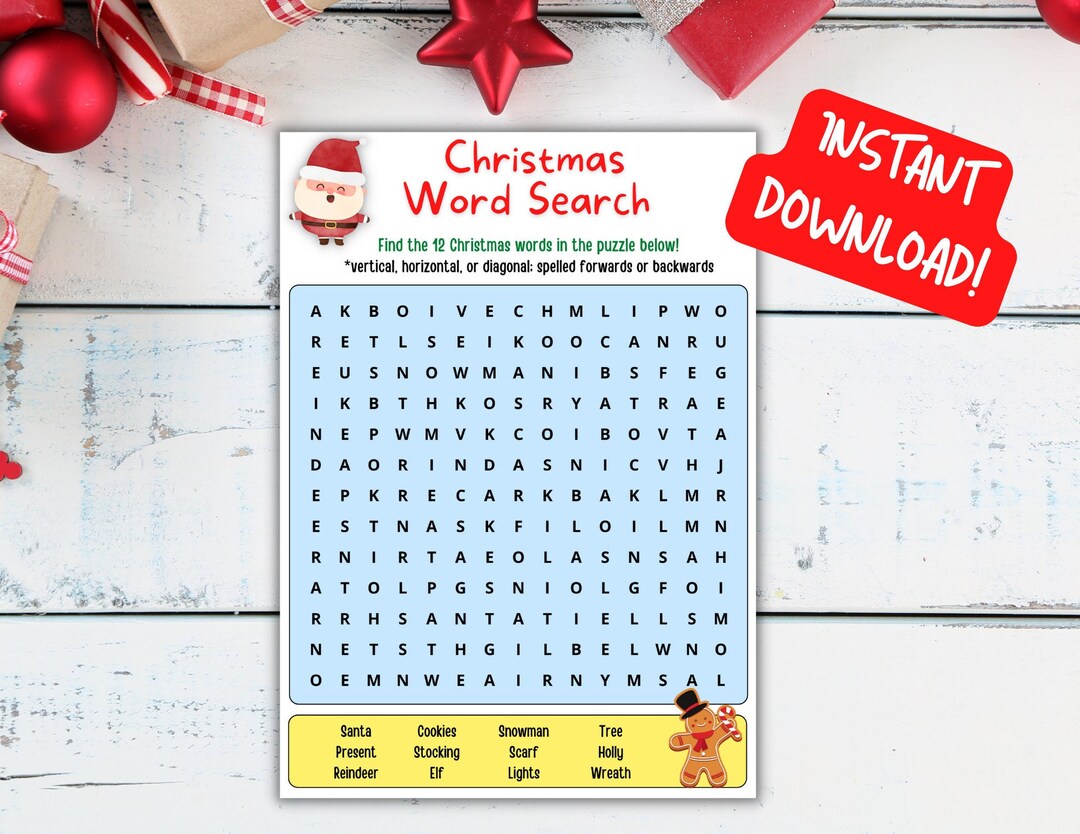 Christmas Word Search! Instant Download Printable, Teacher Tools ...