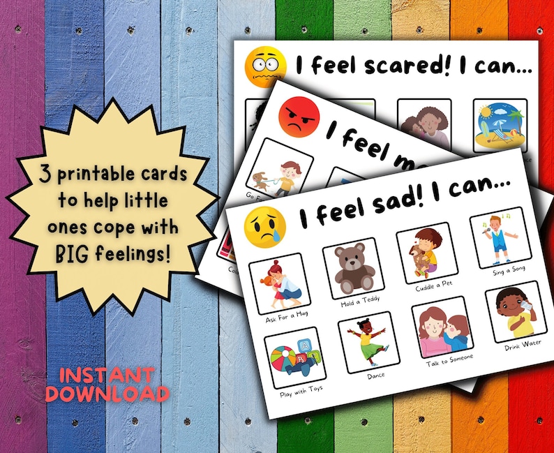 Toddler Emotion Coping Cards, Feelings Learning Tool (digital Download ...
