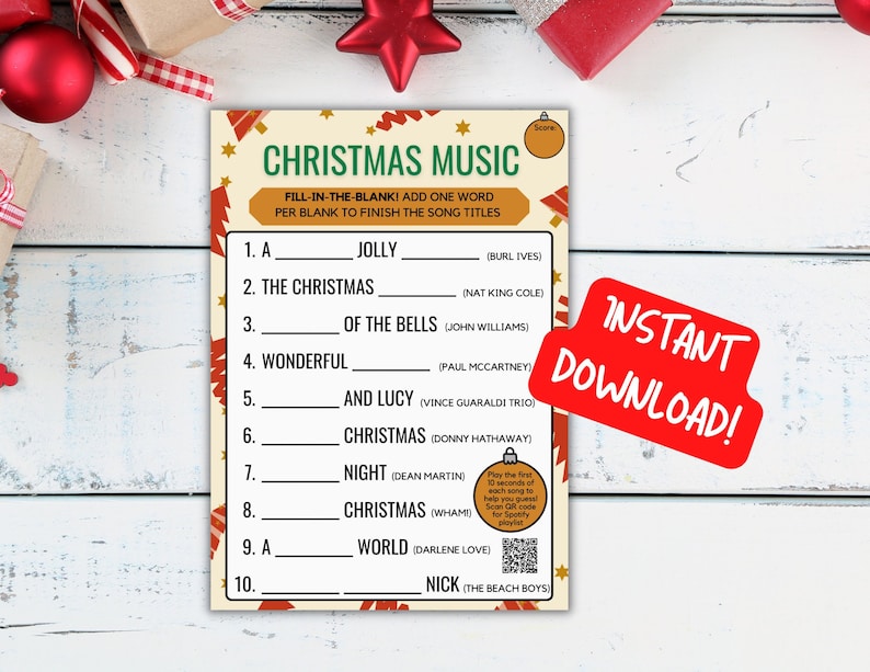 Christmas Music Trivia Game! Christmas Printable Game, Fun Music Party ...