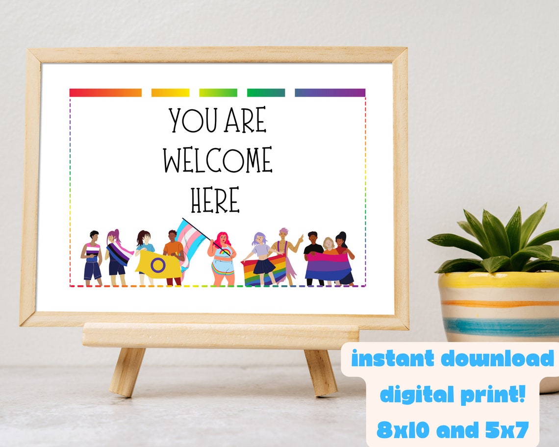 LGBTQ2S+ Pride Welcome Print, Office Sign, Social Work, Counsellor ...