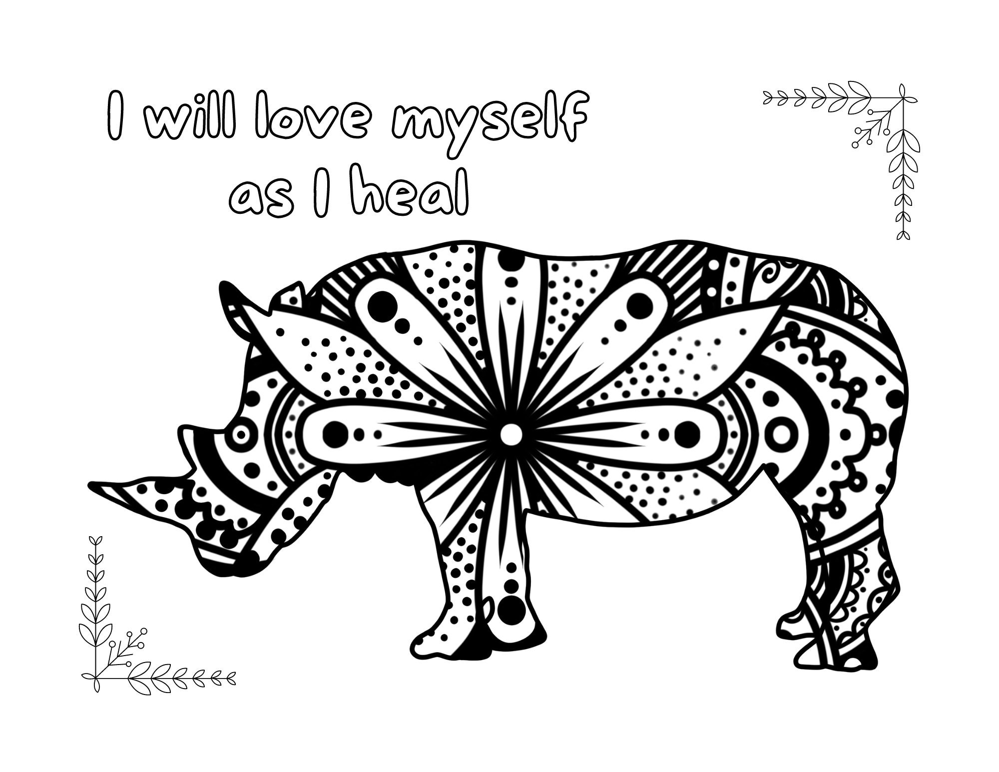Affirmations Coloring Pages Animal Mandala, Trauma Informed, Adult ...