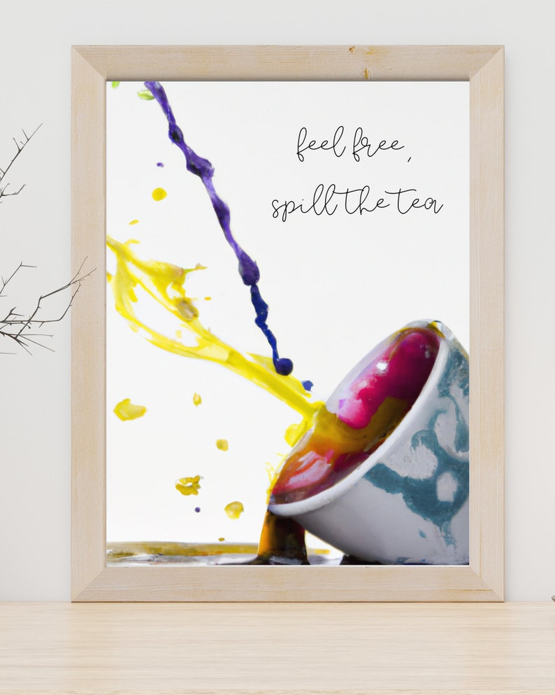 Therapy Office Decor, AI Generated Art, Spill the Tea Sign, Therapist ...